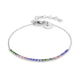 Tamaris Damen Armband &raquo;The Rainbow Sparkling Beads, Regenbogen-Optik&laquo; mit Glasstein 21cm, Edelstahl