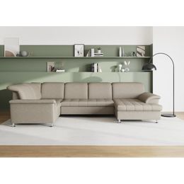 DOMO collection Wohnlandschaft &raquo;FRANZI 344x206x81 cm, elegant, komfortabel&laquo; U-Form, Recamiere rechts, schlamm, B/T: 344/206 cm braun Flachgewebe (100%