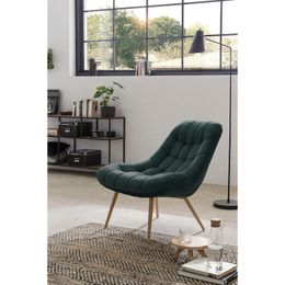 Salesfever Relaxsessel &raquo;Toulon - Komfortabler Loungesessel&laquo; mit XXL-Steppung, mit schwarzen oder naturfarbenen Beinen gr&uuml;n Polyester Samt, B/H/T: 76cm