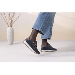 Remonte Damen Keilsneaker, Gr. 37, blau, Leder, Schuhe, Freizeitschuh, Halbschuh, Schn&uuml;rschuh mit Au&szlig;enrei&szlig;verschluss