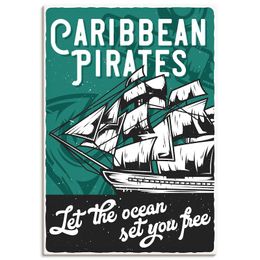 Artland Wandbild &raquo;Piratenschiff&laquo; 1 Stk. tlg. als Alubild, Leinwandbild, Poster, Wandaufkleber in verschied. Gr&ouml;&szlig;en gr&uuml;n B/H/T: 90cm x 130cm, Leinwandbilder 