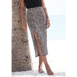 Vivance Damen Midirock "mit seitlicher Raffung und Schlitz aus Viskosejersey mit Animalprint", schwarz-wei&szlig;, Gr. 34, bedruckt, Jersey, Obermaterial: