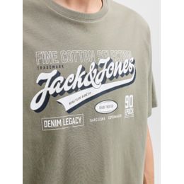 Jack & Jones PlusSize Herren T-Shirt "JJELOGO TEE SS O-NECK 2 COL AW26 SN PLS"vetiver, Gr. 6XL, JACK & JONES PLUSSIZE, Jersey, Obermaterial: 100% Baumwolle, Shirts, aus