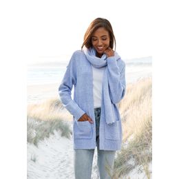 Vivance Damen Strickjacke, blau, Gr. 40, meliert, Strick, Obermaterial: 53% Polyester, 37% Polyacryl, 10% Polyamid, Strickjacken, aus kuscheliger