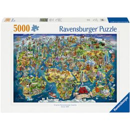 Ravensburger Puzzle &raquo;Weltkarte mit Sehensw&uuml;rdigkeiten&laquo; Made in Germany Pappe Einheitsgr&ouml;&szlig;e