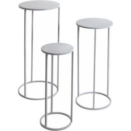 HAKU Blumentisch &raquo;Blumenpodest, Blumenst&auml;nder, Pflanzs&auml;ule&laquo; Set, 3er Set, 3 Stk. tlg. rund - aus Metall Grau - &Oslash;/H 20/50 und 25/60 und 30/70 cm silber