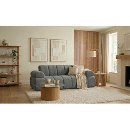 Home Affaire 2-Sitzer &raquo;LYOTH Design-Sofa, moderne Steppung, Breite 180 cm&laquo; mit Wellenunterfederung, gem&uuml;tlich und modern, komfortables Sitzgef&uuml;hl grau