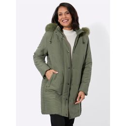 Casual Looks Damen Steppjacke, gr&uuml;n, Gr. 38, unifarben, 100% Polyester, Fellimitat:100% Polyester, Wattierung:100% Polyester, &Auml;rmelfutter:100%