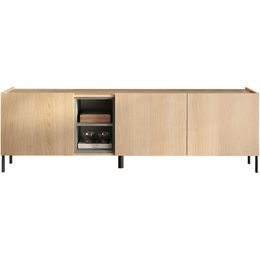 OTTO home Lowboard &raquo;Badia, 182 cm breit, 3 T&uuml;ren, Mediaboard, TV-Schrank&laquo; Innenliegendes Top, gerade Metallf&uuml;&szlig;e, salbeigr&uuml;ne Farbakzente Holzwerkstoff