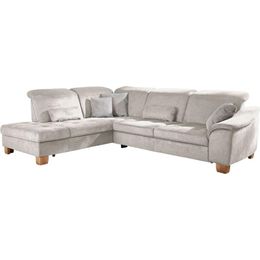 Die PlanBar Ecksofa &raquo;PP-LA23145 L-Form&laquo; inkl. Kopfpolsterverstellung, Federkernpolsterung beige 100% recyceltes Polyester B/H/T: 299cm x 88cm x 243cm,