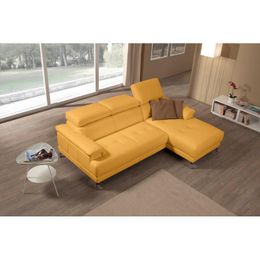 Egoitaliano Ecksofa &raquo;Soul, Design und Sitzkomfort auf hohem Niveau, tolle Details, L-Form&laquo; mit Recamiere, inkl. Kopfteilverstellung gelb Leder &raquo;BULL&laquo; (echtes 
