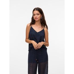 V&eacute;ro Moda VERO MODA Damen Spaghettitop "VMMAYA V-NECK SINGLET TOP JRS", blau, Gr. XS, unifarben, Jersey, Obermaterial: 95% Polyester, 5% Elasthan, Tops,
