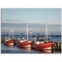 Artland Leinwandbild &raquo;Fischerboote und Mole in Warnem&uuml;nde&laquo; Boote & Schiffe 1 Stk. tlg. auf Holzrahmen gespannt rot Leinwand B/H/T: 60cm x 45cm, Leinwandbild 