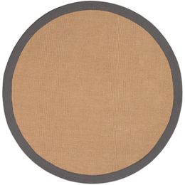 CarpetFine Sisalteppich &raquo;Sisal&laquo; rund 5 mm H&ouml;he mit farbiger Bord&uuml;re, Anti-Rutsch R&uuml;ckseite grau Sisal &Oslash; 60cm 1 Stk., 5mm, &Oslash; 60cm