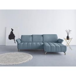 OTTO home Ecksofa &raquo;Fresh L-Form&laquo; Federkern, wahlweise Kopfteilverstellung und motorischer Vorziehsitz blau 98% Polyester 2% Polyamid B/H/T: 281cm x 