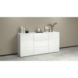 OTTO home Sideboard &raquo;Egypt, Kommode, Schrank, grifflos&laquo; 2 T&uuml;ren, 3 Schubk&auml;sten, komplett wei&szlig; Hochglanz lackiert,Breite 160 cm wei&szlig; B/H/T: 160cm x 
