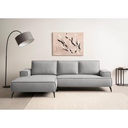 OTTO home Ecksofa &raquo;TVINNU&laquo; wahlweise Recamiere rechts/links, schwarze F&uuml;&szlig;e, bequemer Sitzkomfort silber B/H/T: 275cm x 83cm x 173cm, Flachgewebe 