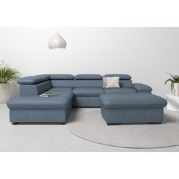 OTTO home Ecksofa &raquo;Alberto L-Form&laquo; mit Kopfteilverstellung, wahlweise mit Schlaffunktion blau Luxus-Microfaser Lederoptik (100% Polyester);Luxus-