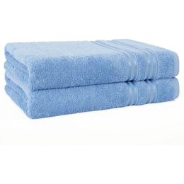 HAMMETEX Duschtuch &raquo;2er Set Badet&uuml;cher 70x140 cm, 100% Baumwolle, Weich & Saugstark&laquo; mit Bord&uuml;re, einfarbig, weich blau Frottier, Baumwolle B/L: 