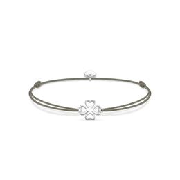 Thomas Sabo Damen Thomas Sabo Armband &raquo;Little Secret Kleeblatt-Design&laquo; grau Nylon Silber 925 (recycelt)