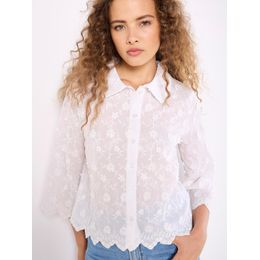 Apricot Damen Spitzenbluse "Gek&uuml;rztes Shirt mit Blumenapplikation", wei&szlig;, Gr. 34, bestickt, gewebt, Obermaterial: 100% Baumwolle CO., Blusen, mit