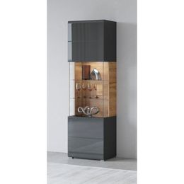 OTTO home Vitrine &raquo;Toledo,H&ouml;he 204 cm trendige Glasvitrine mit dekorative Fr&auml;sungen&laquo; Standvitrine ohne Beleuchtung, viel Stauraum, hochglanz Front MDF