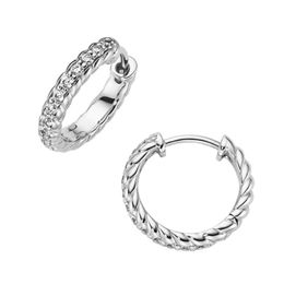 Firetti Damen Paar Creolen &raquo;Schmuck Geschenk Silber 925 Ohrschmuck Ohrringe gedrehte Optik&laquo; mit Zirkonia (synth.) silber 15,1mm, Silber 925 (