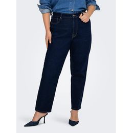 Only CARMAKOMA Damen Straight-Jeans "CAREMILY ST HW STR ANK DNM TAI0045 NOOS", blau, Gr. 52, unifarben, Denim/Jeans, Obermaterial: 99% Baumwolle, 1%
