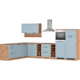 KOCHSTATION Winkelk&uuml;che &raquo;KS-Lana&laquo; Stellbreite 240/360 cm, wahlweise mit E-Ger&auml;ten blau B/H/T: 240cm x 200cm x 360cm, ohne E-Ger&auml;te