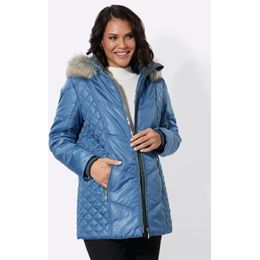 Casual Looks Damen Steppjacke, blau, Gr. 38, unifarben, 100% Polyester, Besatz:100% Polyester, Fellimitat:80% Polyacryl, 20% Polyester,