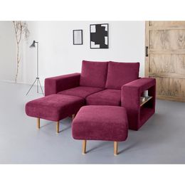 LOOKS by Wolfgang Joop 2-Sitzer &raquo;Looksvb&laquo; Verwandlungssofa: aus Sofa wird Sofa mit 2 Hockern, mit Regalfunktion lila B/H/T: 172cm x 96cm x 107cm, 