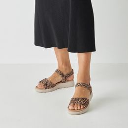 Tamaris Damen Riemchensandale, Gr. 39leo, Textil, Schuhe, Sommerschuh, Plateausandalette im angesagten Leo-Look