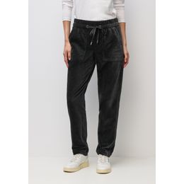 Street One Damen Stoffhose, schwarz, Gr. 34, unifarben, Web, 60% Baumwolle, 38% Polyester, 2% Elasthan, Hosen, Elastikbund mit Tunnelzug