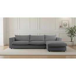 LeGer Home by Lena Gercke Ecksofa &raquo;Avelina&laquo; Breite 297 cm, in Cord- und Chenille- Stoff, R&uuml;ckenkissen mit Federn grau 100% Polyester B/H/T: 297cm x 