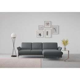 Sit & More sit&more Ecksofa &raquo;Fashion L-Form&laquo; wahlweise mit Kopfteilverstellung, Vorziehsitz, motorisch, Nickelf&uuml;&szlig;e grau B/H/T: 253cm x 84cm x 165cm, Luxus-