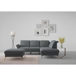 Sit & More sit&more Ecksofa &raquo;Fashion L-Form&laquo; wahlweise mit Kopfteilverstellung, Vorziehsitz, motorisch, Nickelf&uuml;&szlig;e grau B/H/T: 250cm x 84cm x 207cm, Luxus-