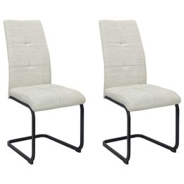 OTTO home Esszimmerstuhl &raquo;Calgoty&laquo; (Set) 2 Stk.Freischwinger, Webstoff Bezug, schwarzes Metallgestell beige Metall, Stoff B/H/T: 45cm x 97cm x 61cm, 2