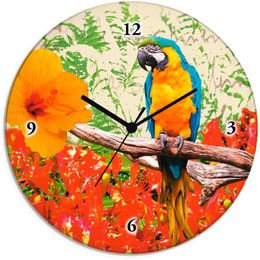 Artland Wanduhr &raquo;Papagei&laquo; wahlweise mit Quarz- oder Funkuhrwerk, lautlos ohne Tickger&auml;usche bunt &Oslash; 30cm, Quarzuhr