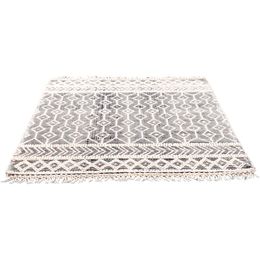 Tom Tailor HOME Teppich &raquo;Colored Macrame&laquo; rechteckig 10 mm H&ouml;he Handweb Teppich, reine Wolle, handgewebt, mit Fransen, Scandi Design grau Schurwolle B