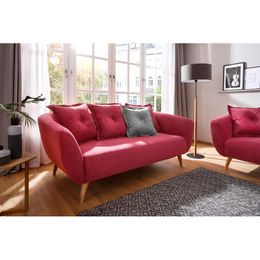 Home Affaire 2,5-Sitzer &raquo;Baggio modern und romantisches Design, bequem&laquo; Zierkissen inklusive rot B/H/T: 196cm x 80cm x 103cm, Struktur
