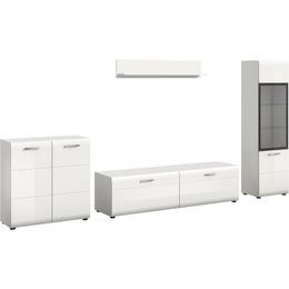 Home Affaire Wohnwand &raquo;FLORENZ, 4-teilige Wohn-Kombination, hochwertige MDF-Front&laquo; Set, Set, best. aus: 1 Kommode, 1 Lowboard, 1 Vitrine, 1 Wandboard,