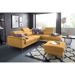 Sit & More sit&more Ecksofa &raquo;Percy L-Form&laquo; 15 cm Fu&szlig;h&ouml;he, Sitztiefenverstellung, wahlweise in 2 Fu&szlig;farben gelb B/H/T: 270cm x 235cm, Luxus-Microfaser Paris, 