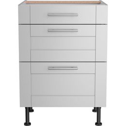 KOCHSTATION Unterschrank &raquo;KS-Ahus&laquo; Breite 60 cm grau hellgrau, B/H/T: 60cm x 87cm x 58,4cm, Schubladen: 3 Stk.