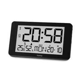 Hama Funkwanduhr &raquo;Digitale Funkuhr "Kuba", Schwarz&laquo; mit Thermo- und Hygrometer schwarz Funkuhr