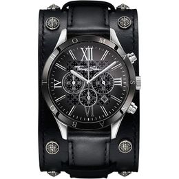 Thomas Sabo Herren Thomas Sabo Chronograph &raquo;REBEL ICON&laquo; Armbanduhr, Herrenuhr, Tag, analog, Stoppfunktion, Lederarmband schwarz Einheitsgr&ouml;&szlig;e