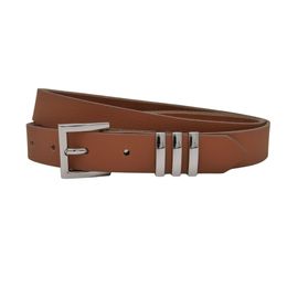 AnnaMatoni Damen Lederg&uuml;rtel "AnnaMatoni AnnaMatoni Damen Lederg&uuml;rtel mit silberfarbener", braun, Gr. 80, 100% Leder, G&uuml;rtel