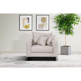 Home Affaire Sessel &raquo;VEYRAS Loungesessel, Ma&szlig;e B/T/H: 95/84/76 cm&laquo; mit Wellenunterfederung, incl. Kissen beige 100% Polyester Struktur, B/H/T: 95cm x 