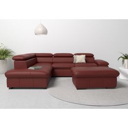 OTTO home Ecksofa &raquo;Alberto L-Form&laquo; mit Kopfteilverstellung, wahlweise mit Schlaffunktion rot Luxus-Microfaser Lederoptik (100% Polyester);Luxus-