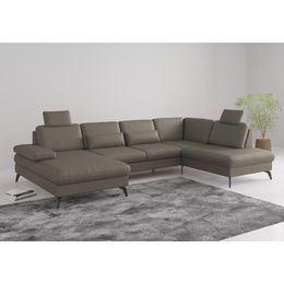 Sit & More sit&more Wohnlandschaft &raquo;Morris Jubi&laquo; wahlweise mit Armteilverstellung, Schlaffunktion & Bettkasten grau B/H/T: 335cm x 82cm x 212cm, NaturLEDER Stoff