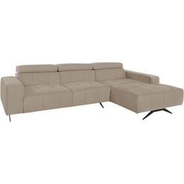 DOMO collection Ecksofa &raquo;Trento L-Form, mit Kufenfu&szlig; oder Einzelfu&szlig;&laquo; whlw. verstellbare Kopfteile, passend f&uuml;r g&auml;ngige Saugroboter grau 92% Polyester,